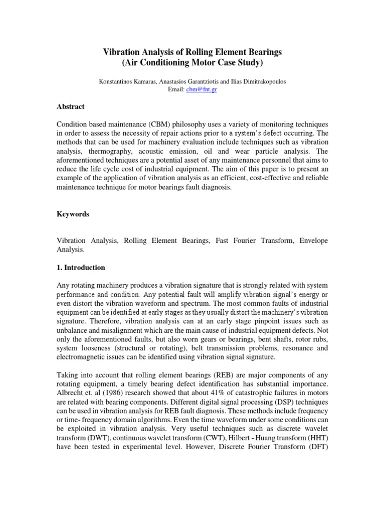 Rolling Element Bearings Vibration Analysis | PDF | Bearing (Mechanical ...