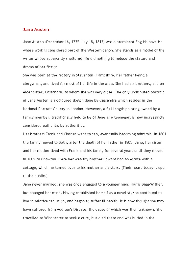 Reading Comprehension - Jane Austen | PDF | Jane Austen | Emma (Novel)