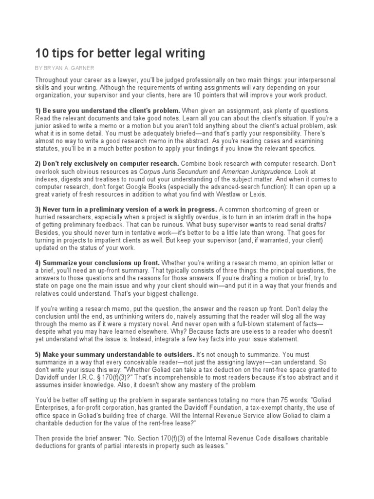 10 Tips For Better Legal Writing | PDF | Justice | Crime & Violence