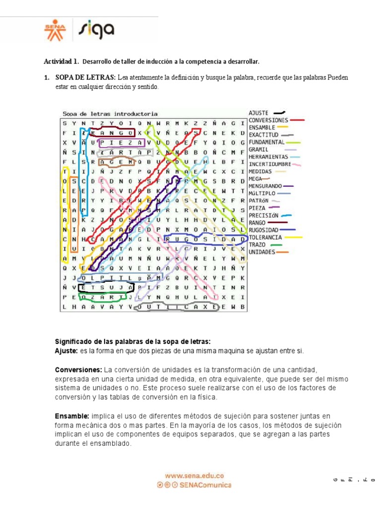Taller Sopa de Letras | PDF | Medición | Tolerancia de ingeniería