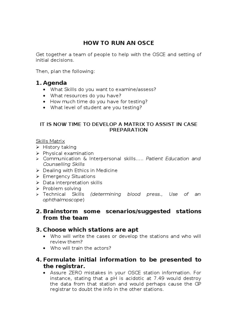 6 How To Run An OSCE Session - For Organisers | PDF | General ...