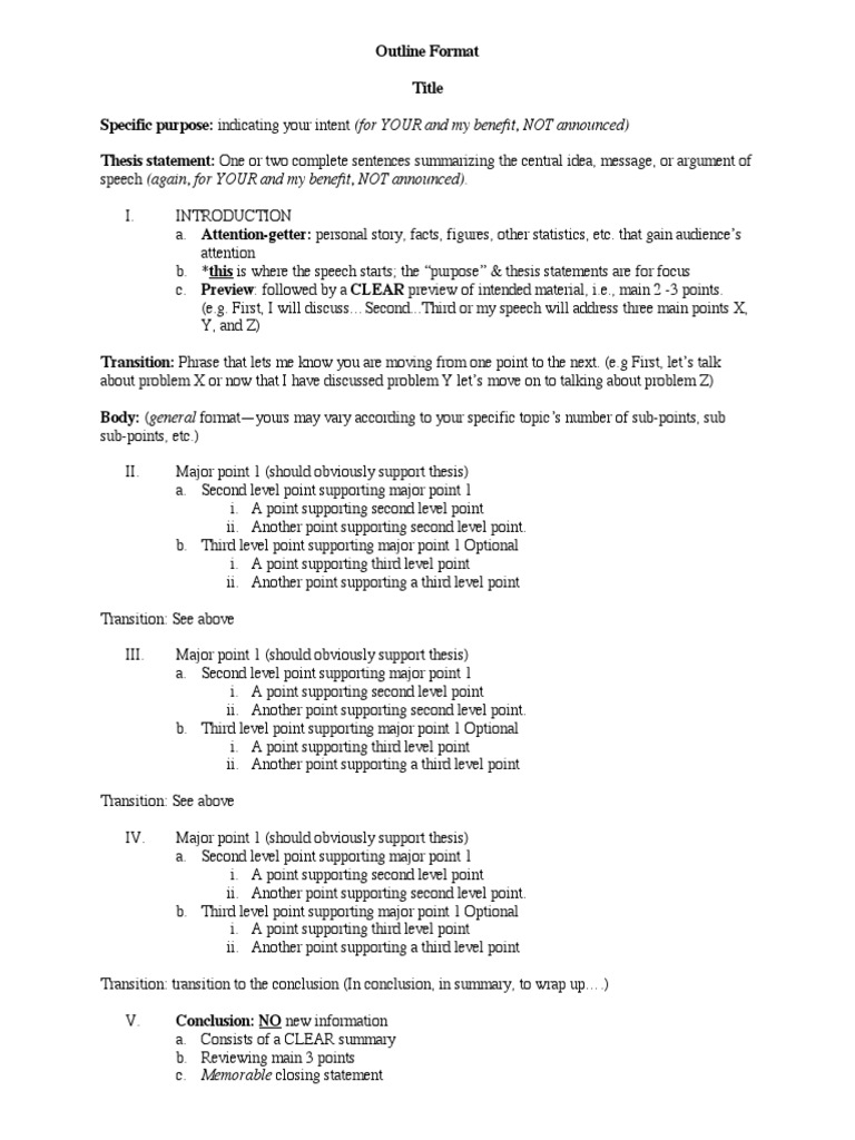 Basic Speech Outline | PDF | Cognition | Cognitive Science