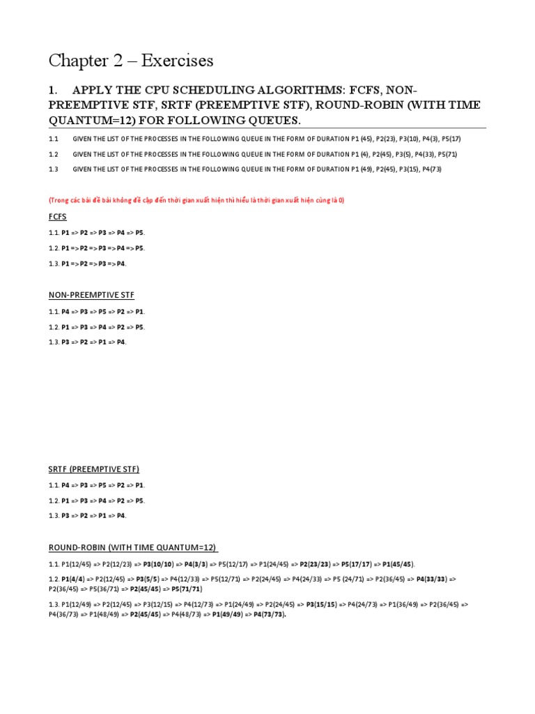 Chapter 2 - Exercises | PDF | Scheduling (Computing) | Computer Programming