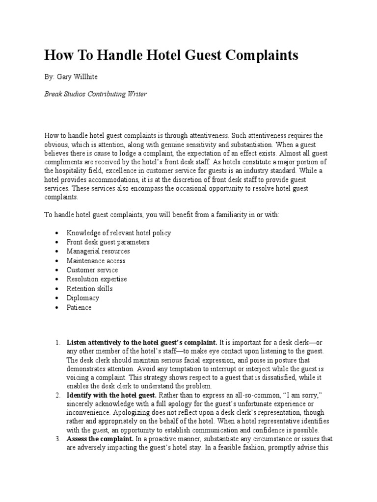 Handle Hotel Guest Complaints | PDF | Business | Finance & Money Management
