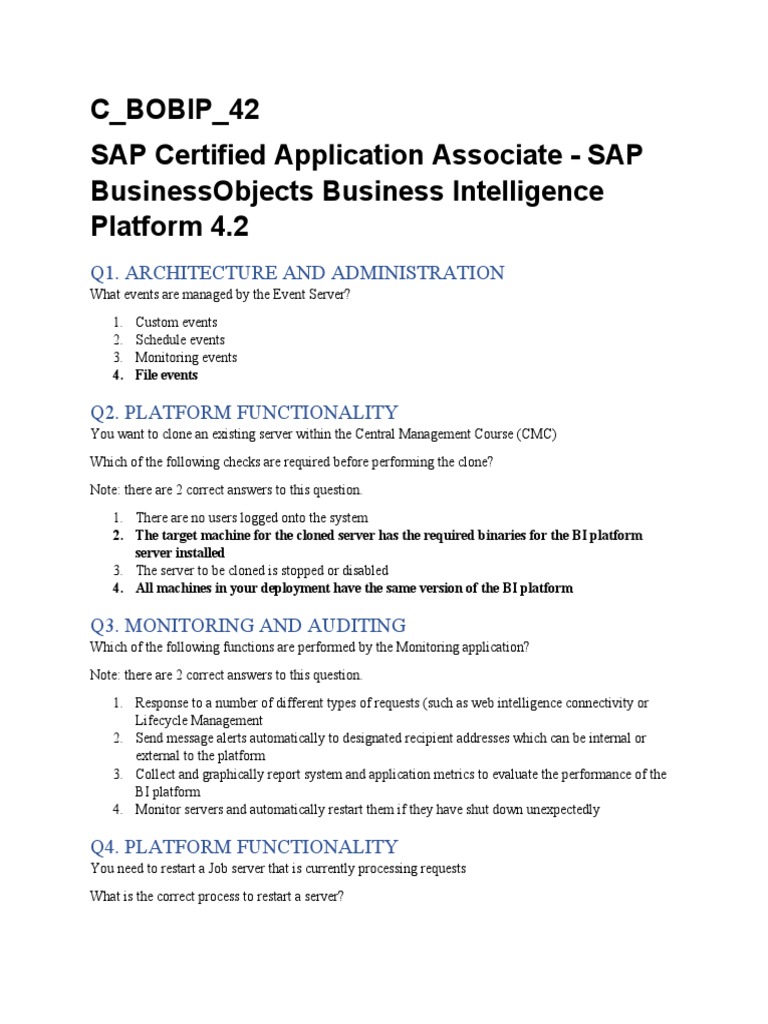 C - Bobip - 42 Sap Certified Application Associate - Sap Businessobjects Business Intelligence ...