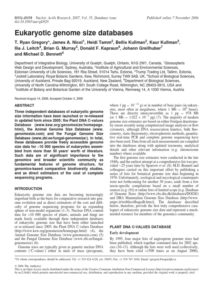 Eukaryotic Genome Size Databases | PDF | Ploidy | Genome