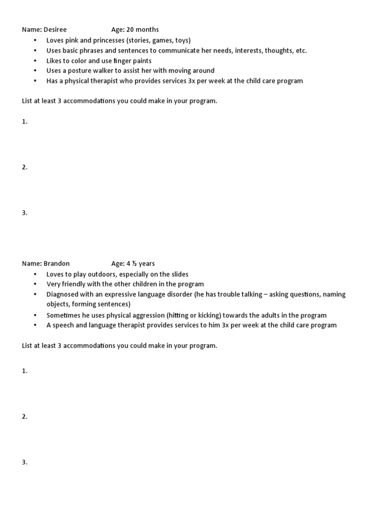 Activity Child Scenarios | PDF | Abnormal Psychology | Behavioural Sciences
