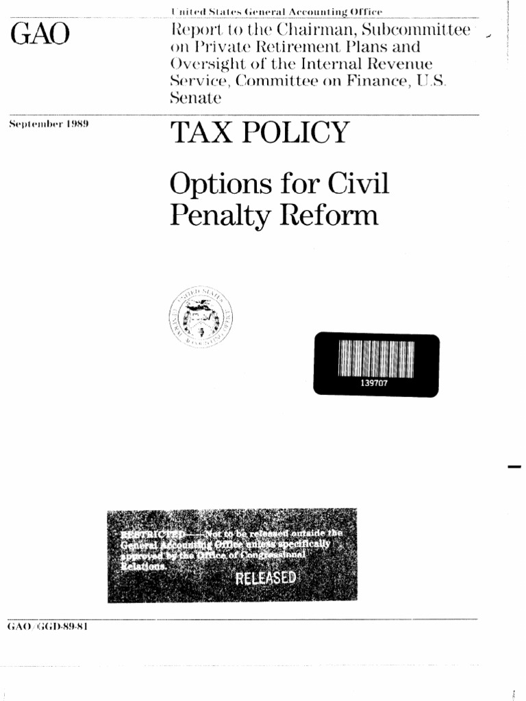 Civil Tax Penalty Reform Options | PDF | Internal Revenue Service | Tax ...