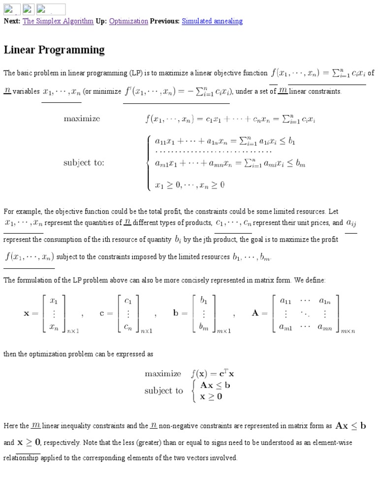 Linear Programming: I Simulated Annealing | PDF | Linear Programming ...