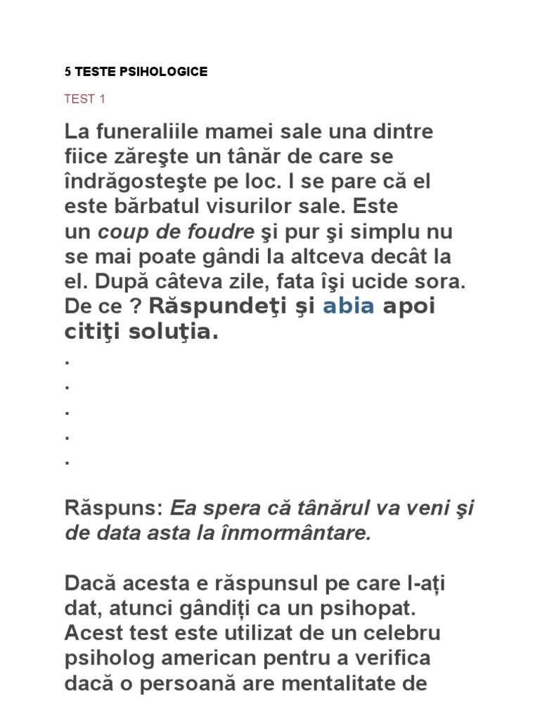 Cinci Teste Psihologice | PDF