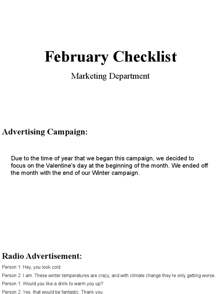 February Monthly Checklist | PDF | Career & Growth | Social Science