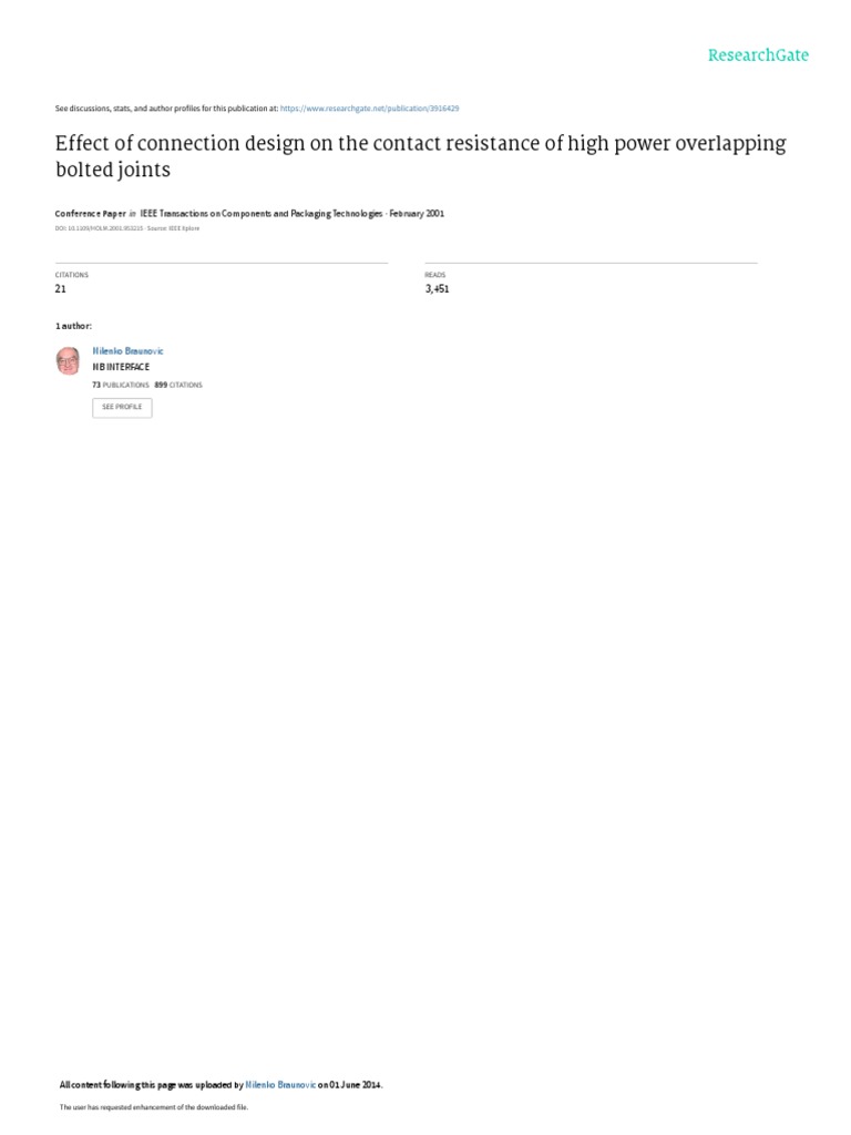 Connection Design and Contact Resistance | PDF | Electrical Substation ...