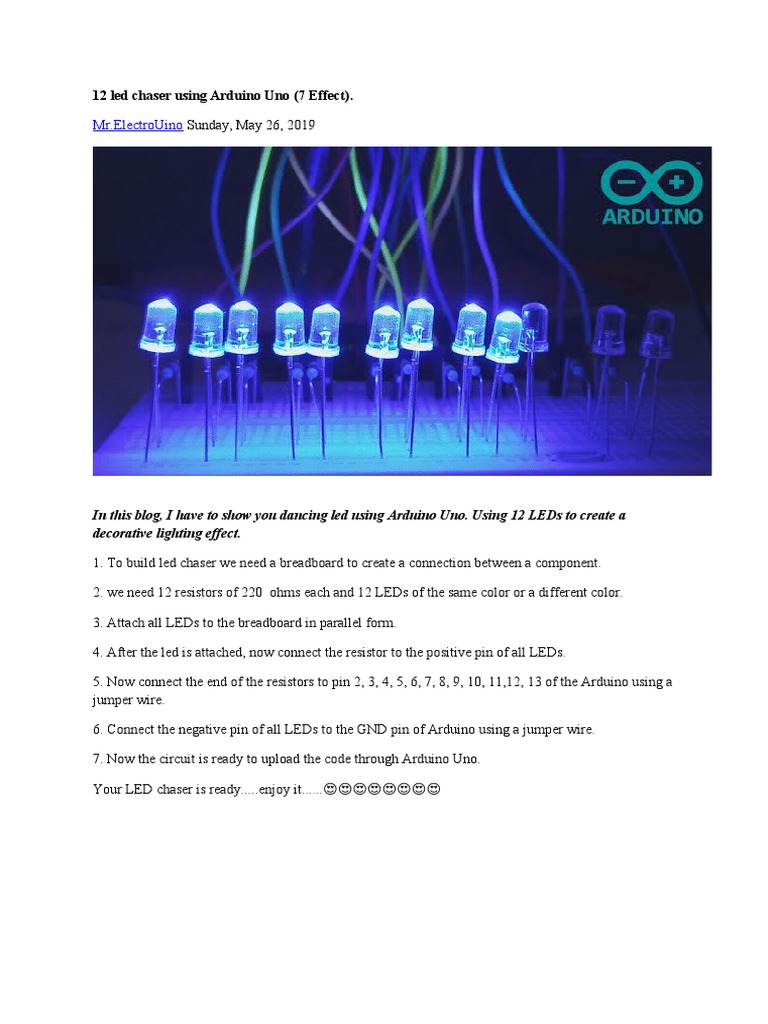 12 Led Chaser Using Arduino Uno Pdf Arduino Resistor