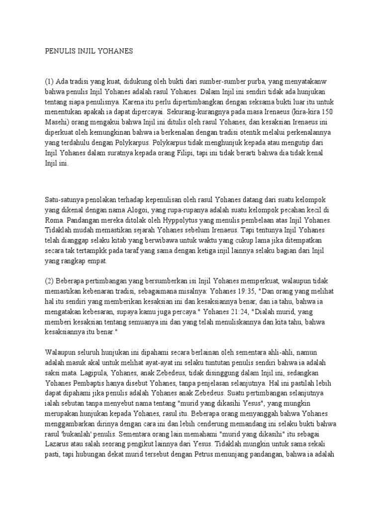 Penulis Injil Yohanes | PDF