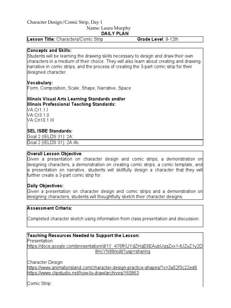 Character Design and Comic Strip | PDF | Comic Strips | Narrative