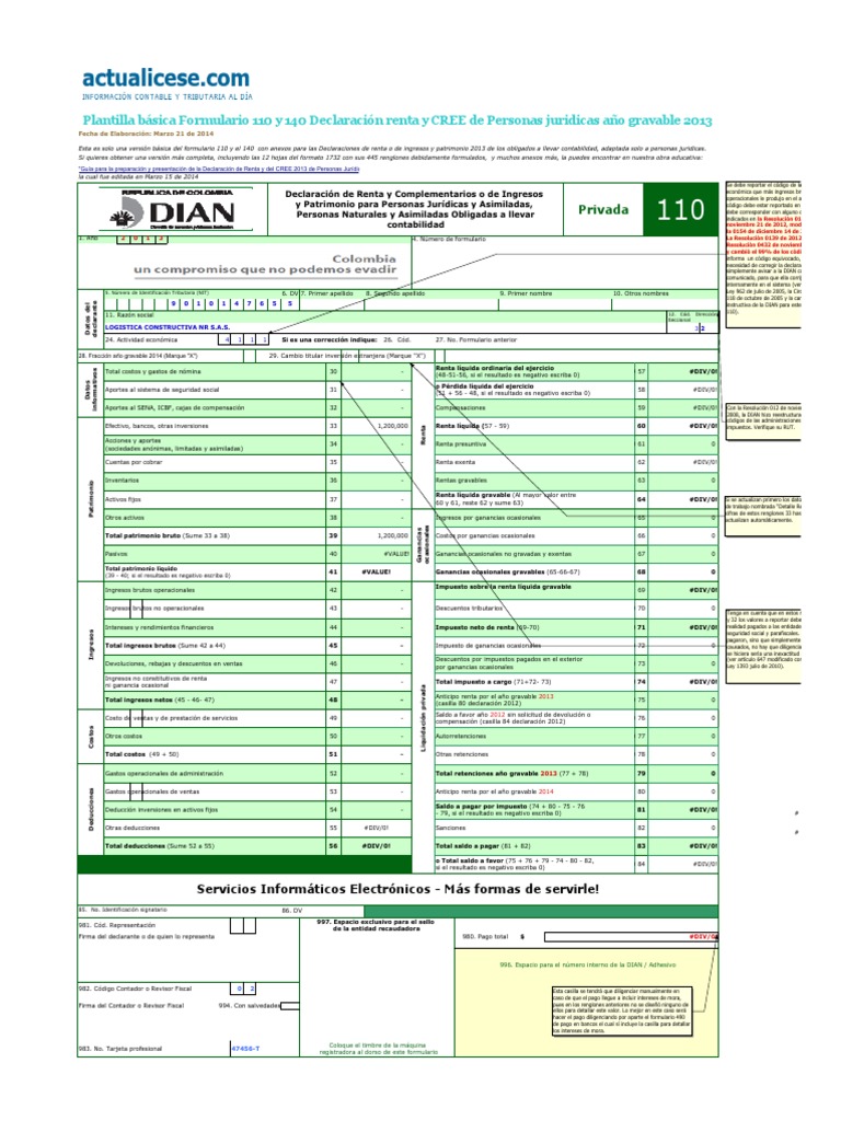 Formulario 110 y 140 Basico | PDF | Impuesto sobre la renta | Impuestos
