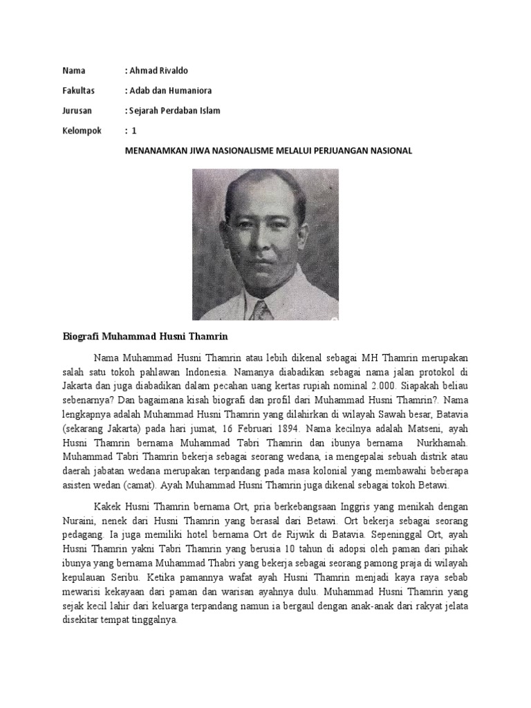 Biografi Muhammad Husni Thamrin | PDF | Sejarah