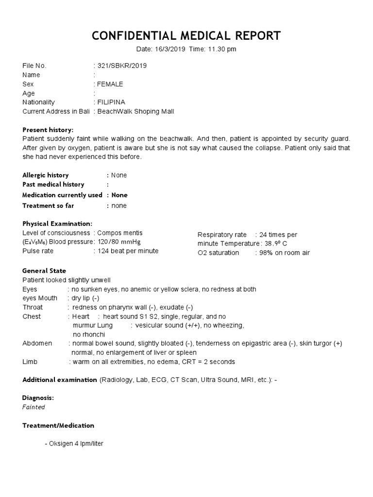 Female Patient Heart Report | PDF | Heart | Physiology