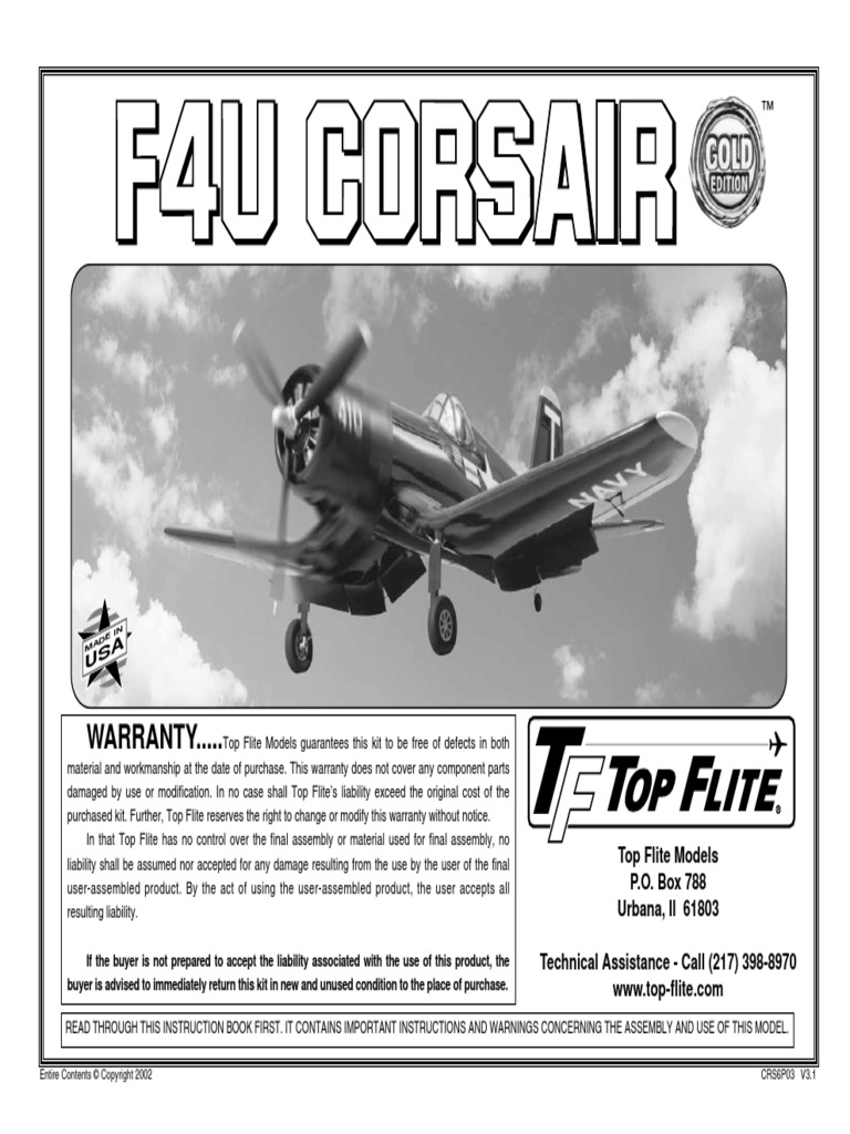 F4U Corsair Revised Kit | PDF | Flap (Aeronautics) | Aircraft