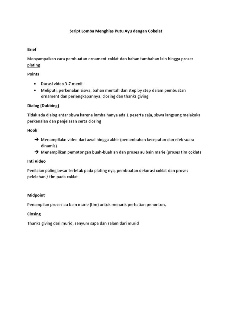Lomba Plating Kue Putu Ayu Cokelat | PDF | Karier & Perkembangan