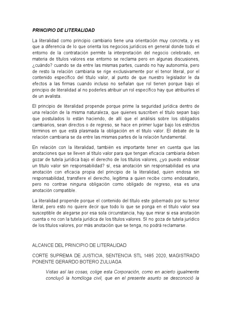 Principio de Literalidad | PDF | Justicia | Crimen y violencia