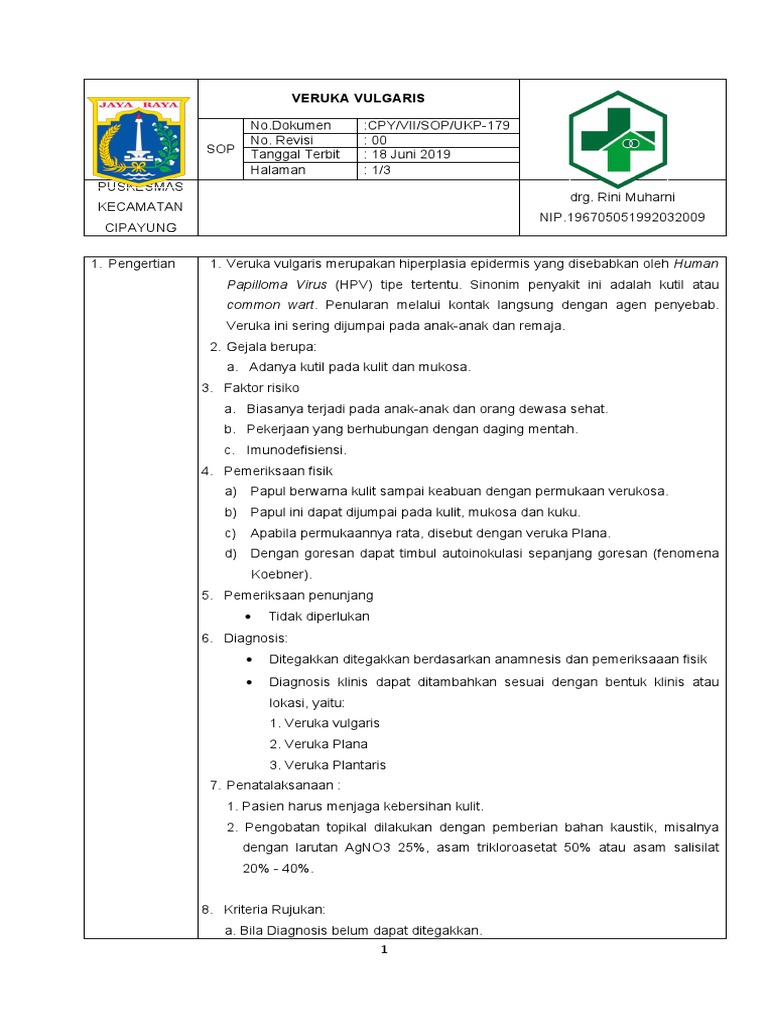 Sop Ukp-179 PPK Veruka Vulgaris | PDF