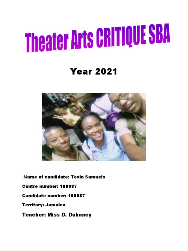 Theater Arts CRITIQUE SBA Tevin Samuels | PDF