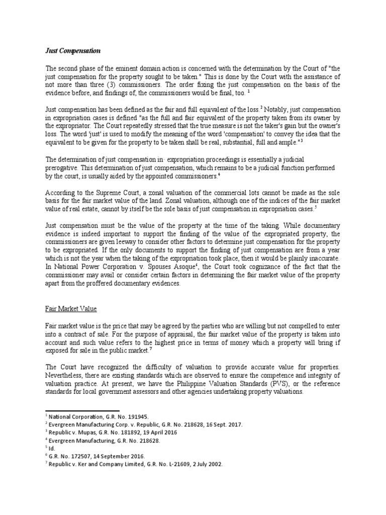 Just Compensation | PDF | Real Estate Appraisal | Just Compensation