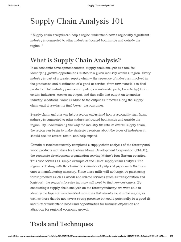 Supply Chain Analysis 101 | PDF | Supply Chain | Forestry