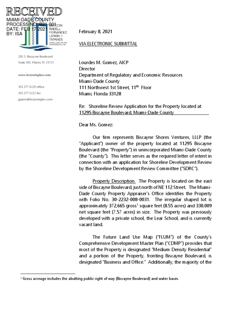 Letter of Intent | PDF | Miami Dade County | Zoning
