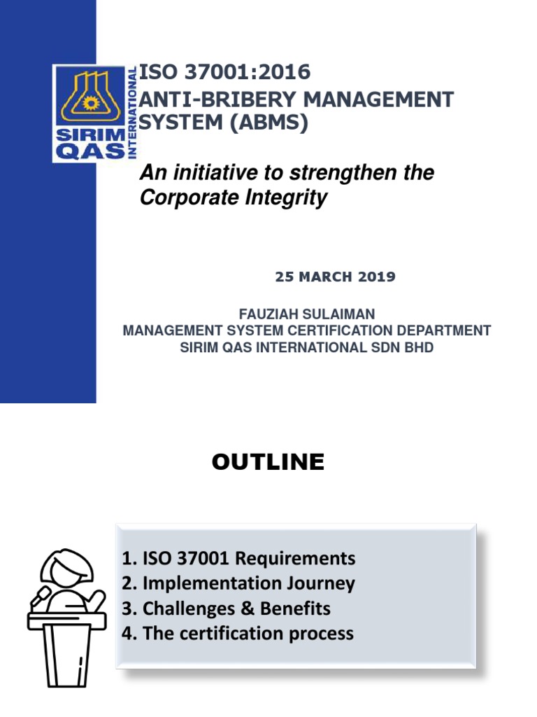 ISO 37001:2016 Anti-Bribery Management System (Abms) : An Initiative To Strengthen The Corporate ...