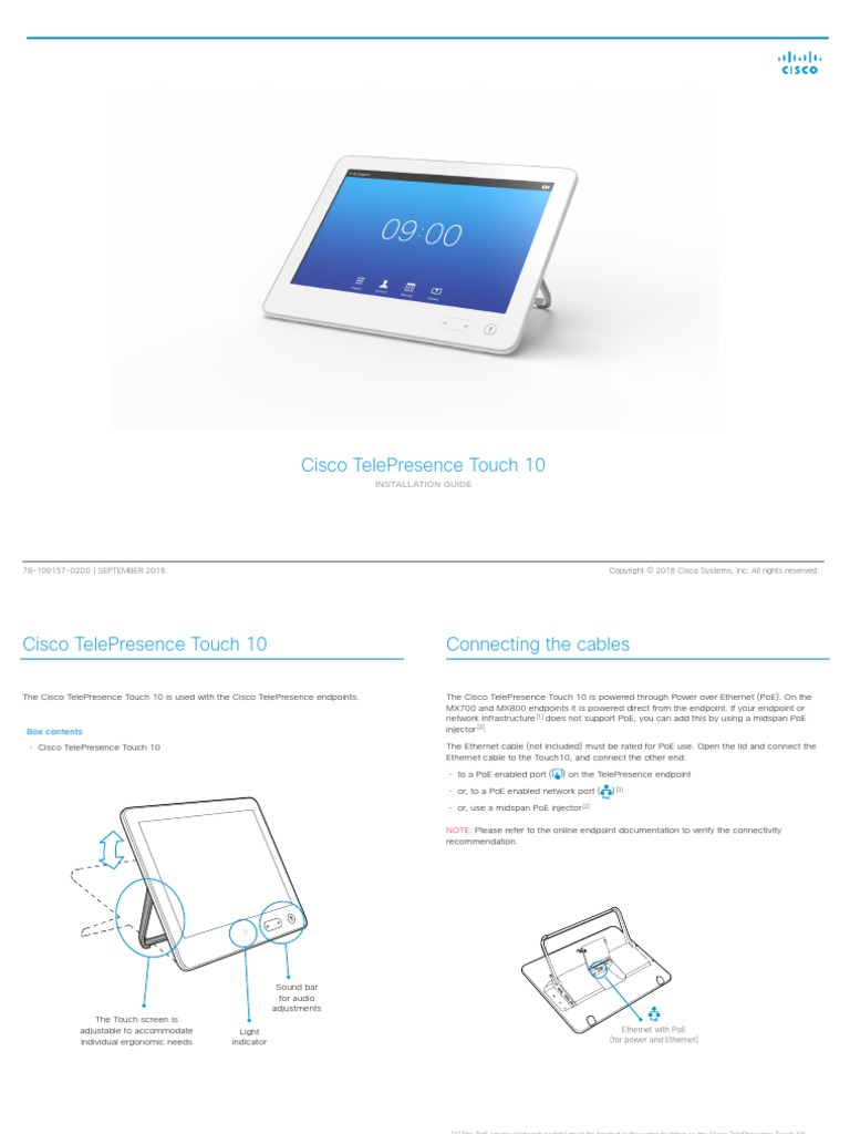 Cisco TelePresence Touch 10 Installation Guide | PDF | Computer Science ...