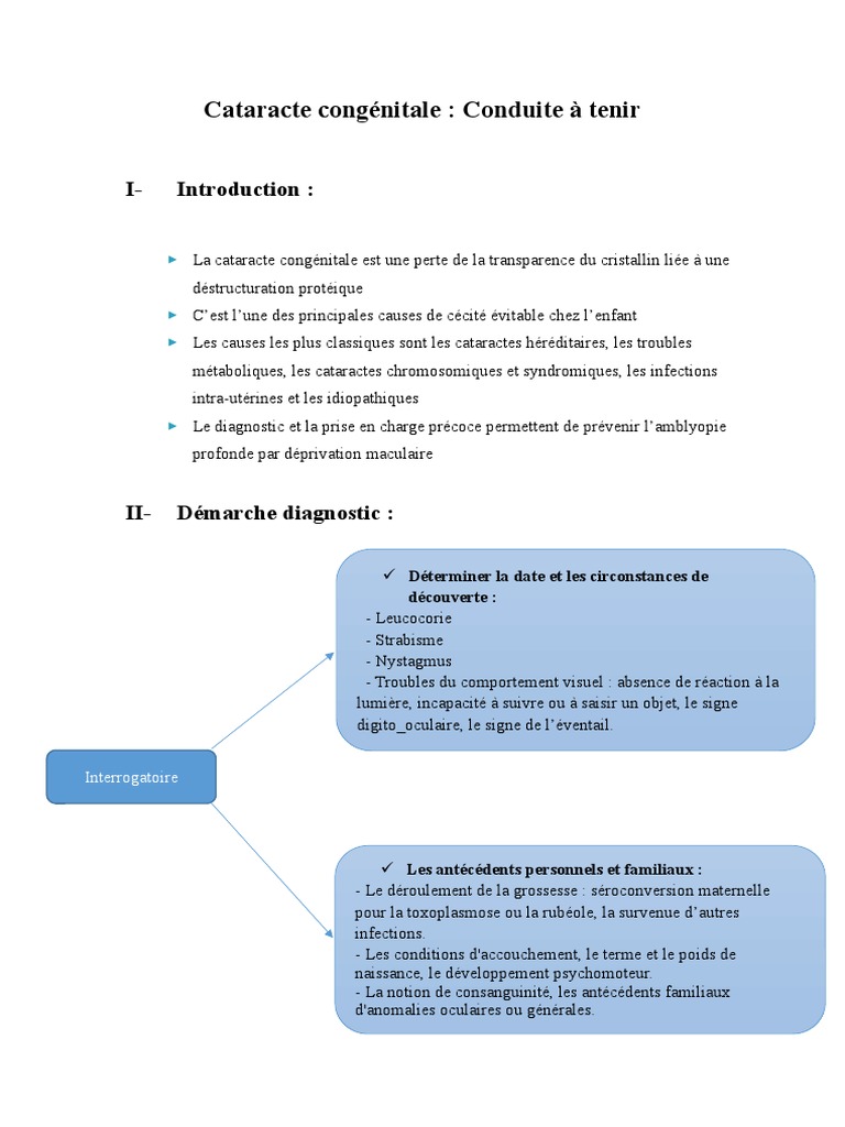 Cataracte congénitale : Diagnostic et traitement | PDF | Ophtalmologie ...