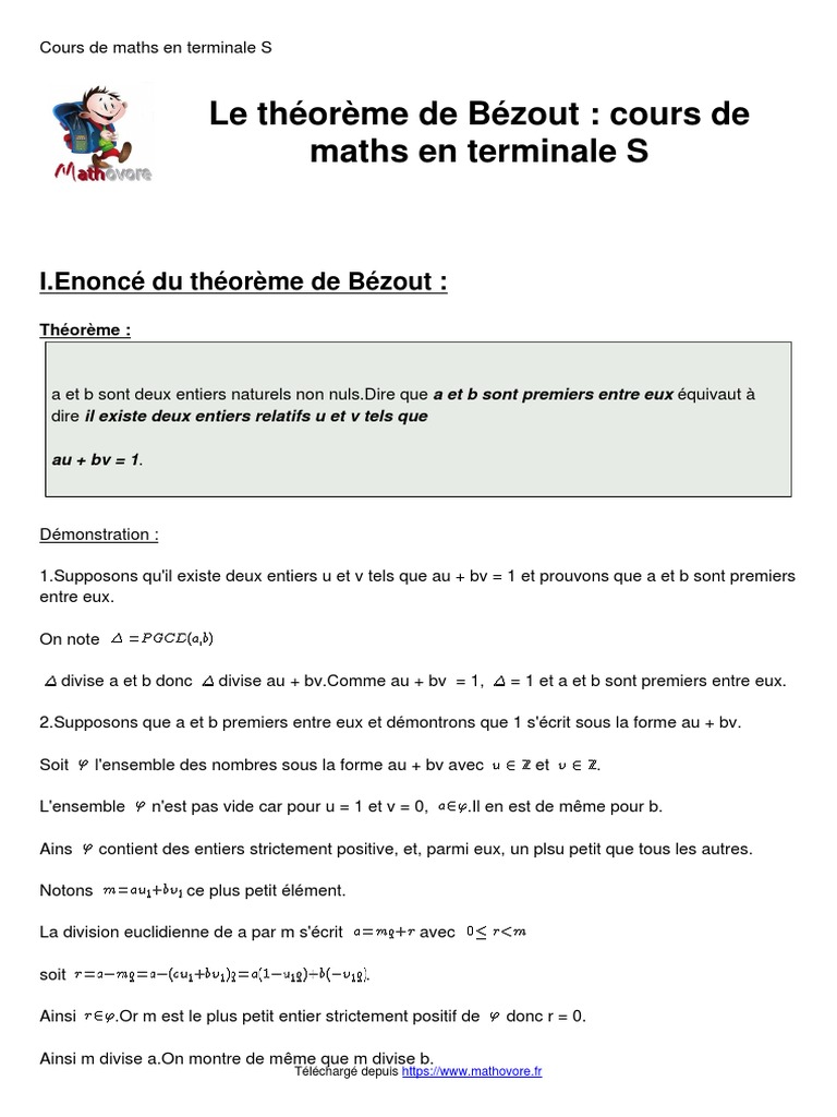 Théorème de Bézout en Terminale S | PDF