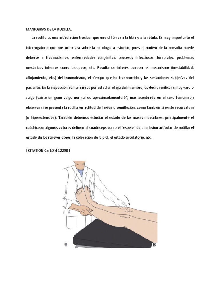 Maniobras de La Rodilla | PDF | Rodilla | Sistema musculoesquelético