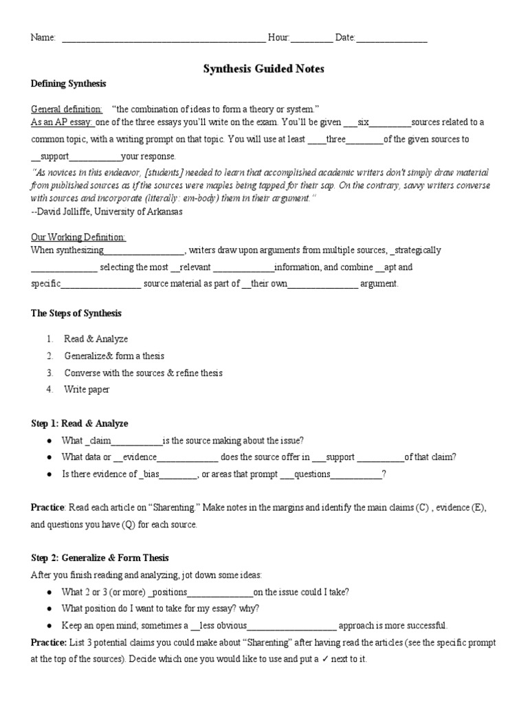 Synthesis Guided Notes | Download Free PDF | Essays | Thesis