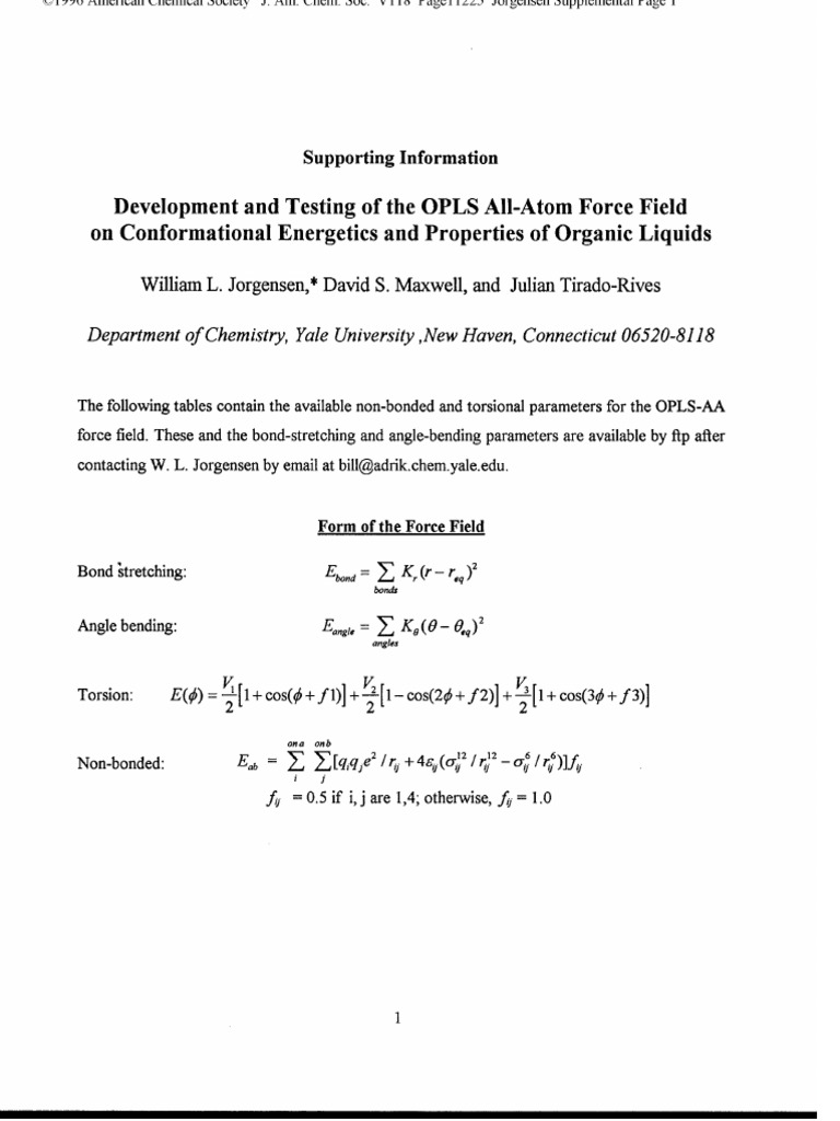 OPLS Force Field Parameters | PDF