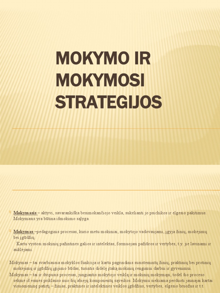 Mokymo Ir Mokymosi Strategijos | PDF