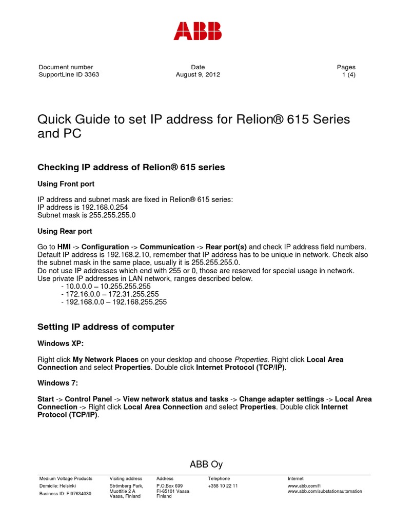 Quick Guide To IP Setting 615 | PDF | Ip Address | Port (Computer ...