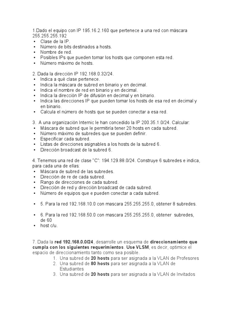 Esquemas de Subredes y VLSM en Redes IP | PDF | Protocolos de capa de red | Dirección IP