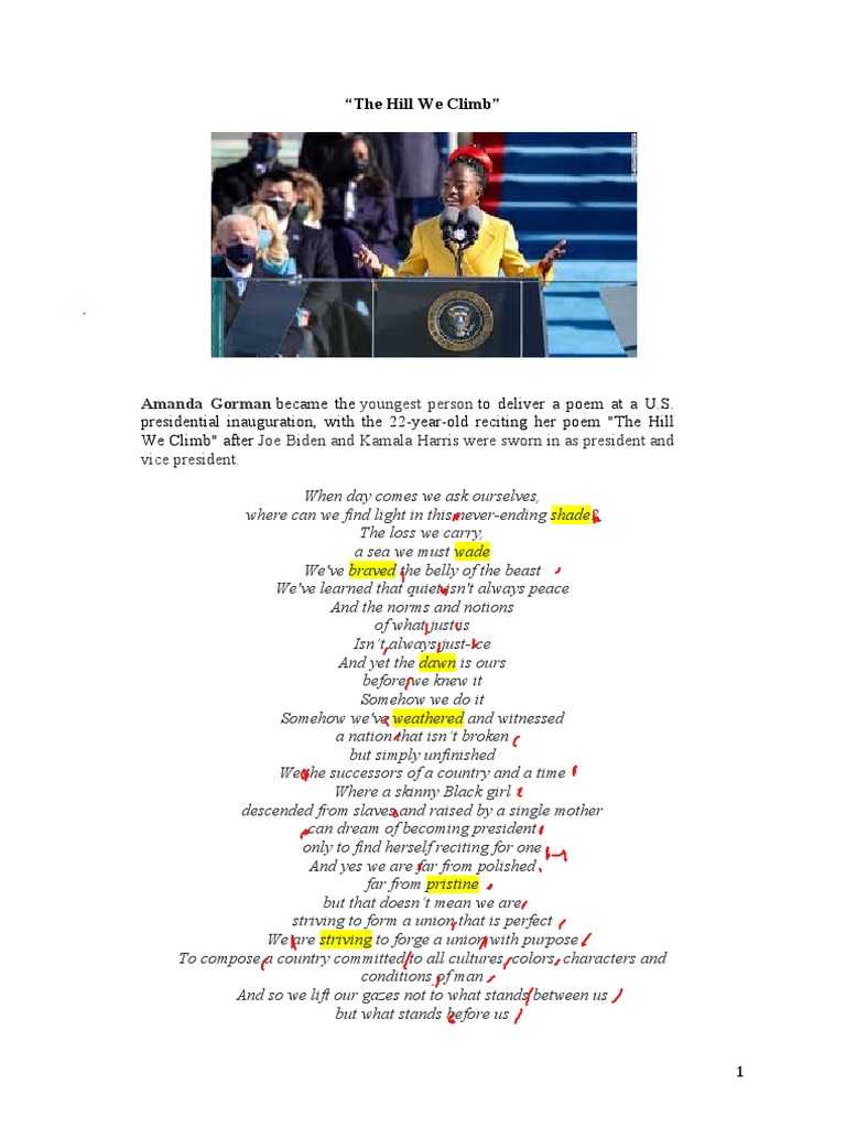 Amanda Gorman's Inaugural Poem | PDF | Poetry