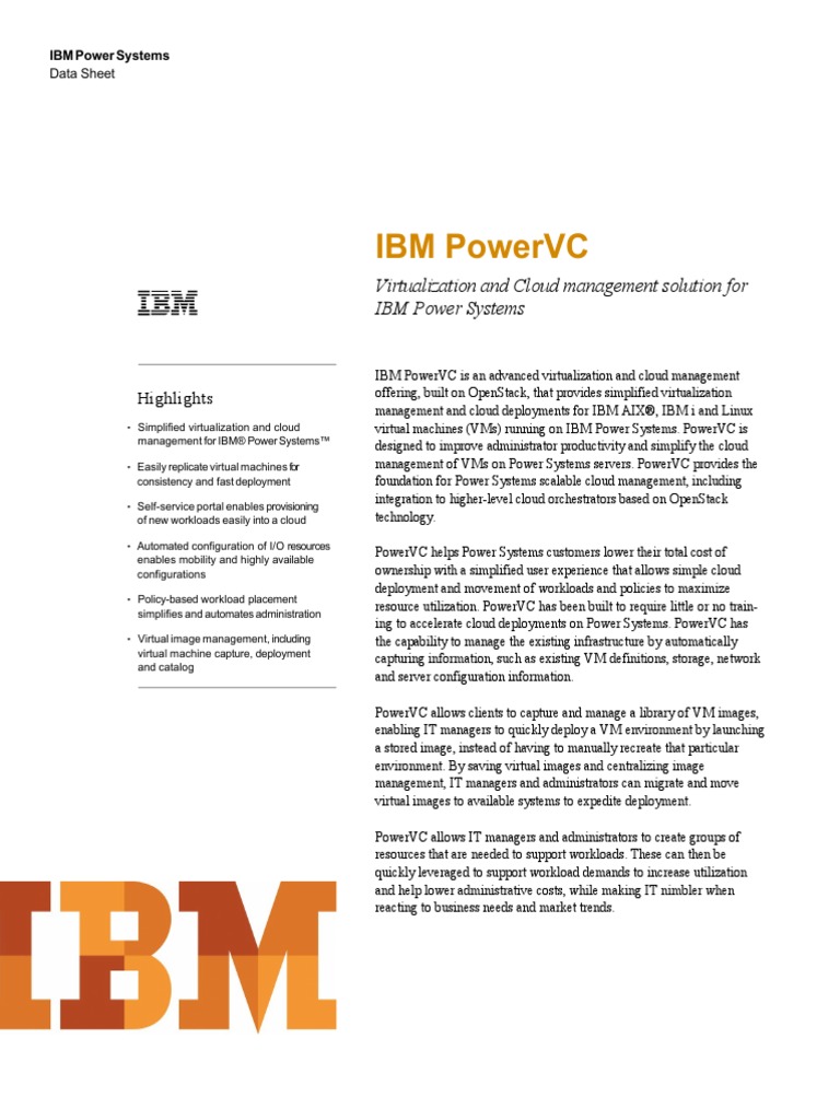 Ibm Powervc Data Sheet v2 9 22 20 - POD03083USEN | PDF | Virtualization ...