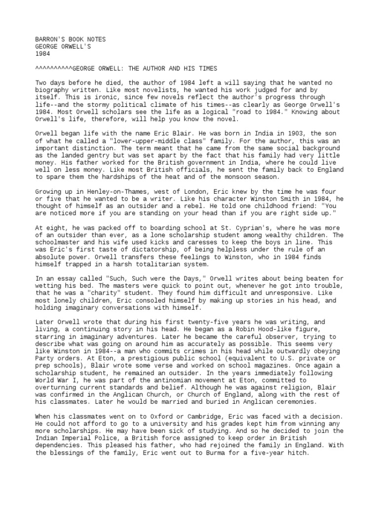 (Cliff Notes) 1984 | PDF | George Orwell | Unrest