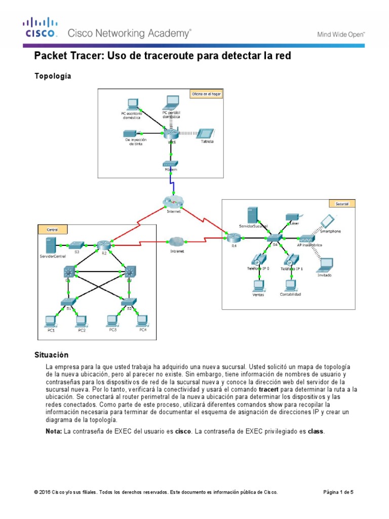 Packet Tracer. Uso de Traceroute para Detectar La Red (Jared Díaz ...