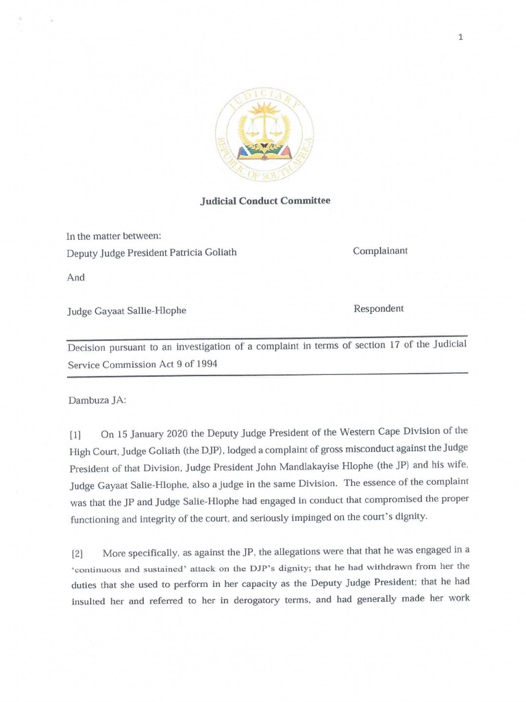 Judgment Goliath, DJP and Salie Hlophe, J | PDF