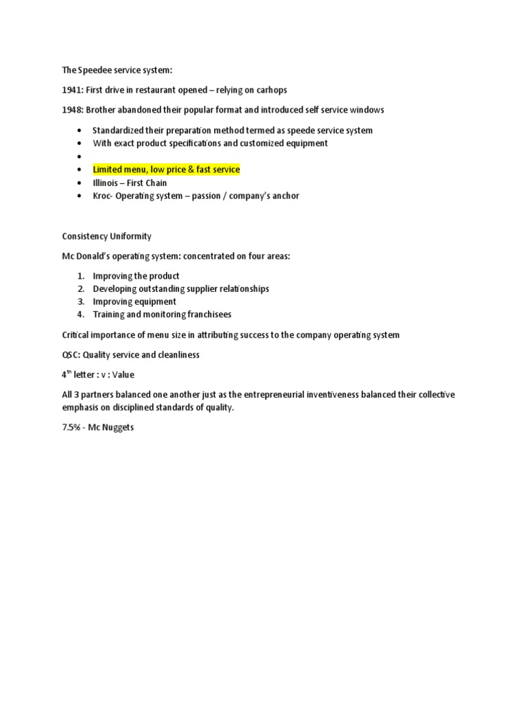 The Speedee Service System | PDF