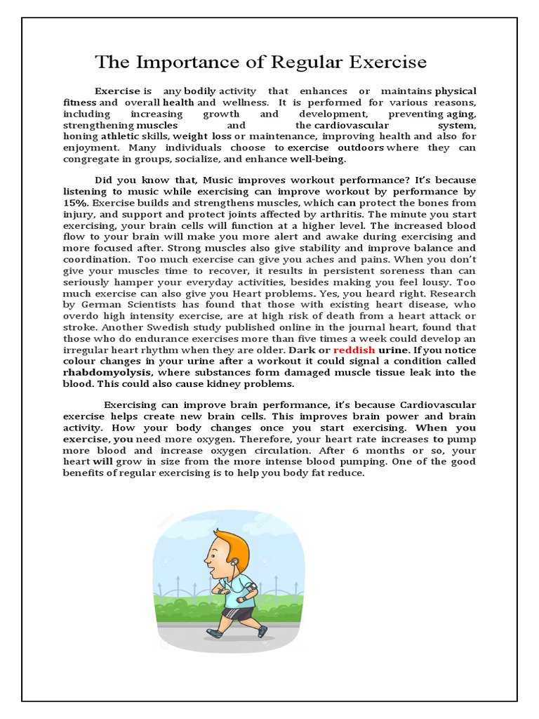 The Importance of Regular Exercise | PDF | Blood Pressure | Physical ...