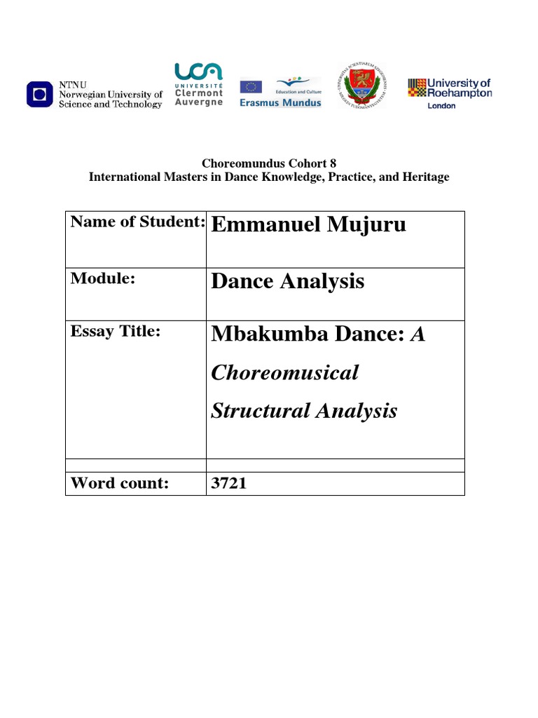Mbakumba Dance-A Choreomusical Structural Analysis | PDF | Dances | Rhythm