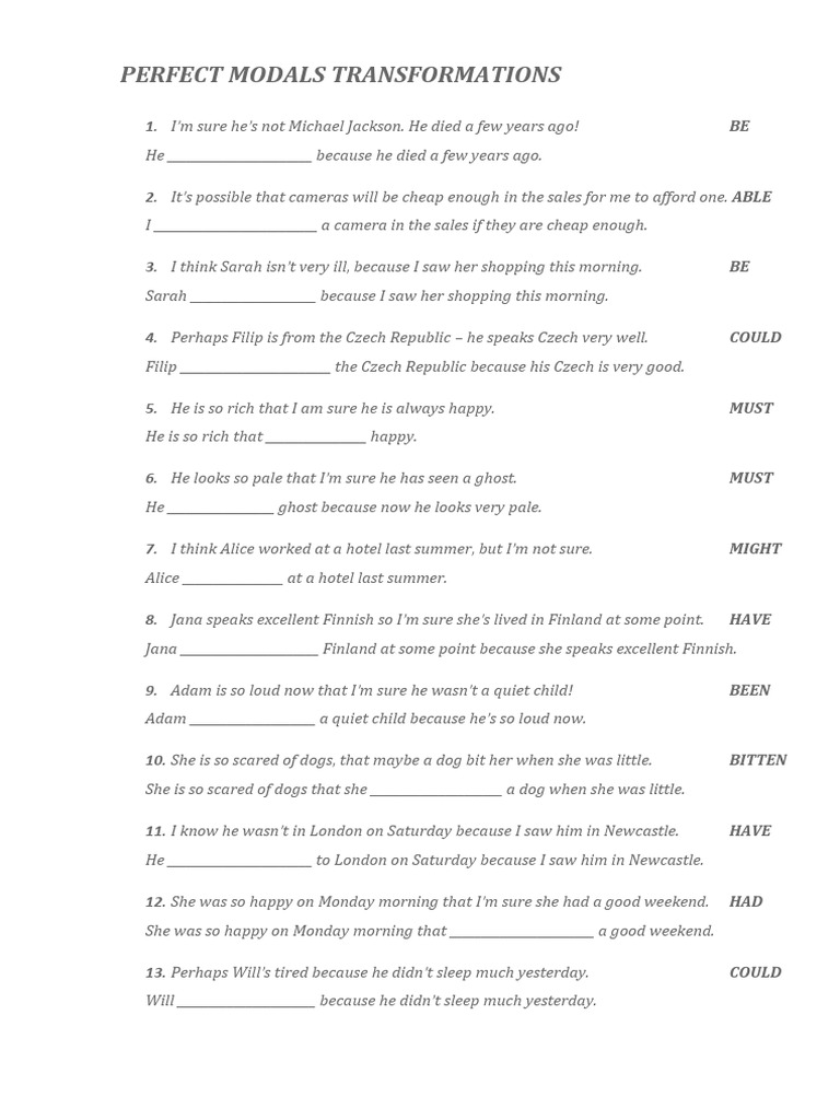 Perfect Modals Transformations | PDF