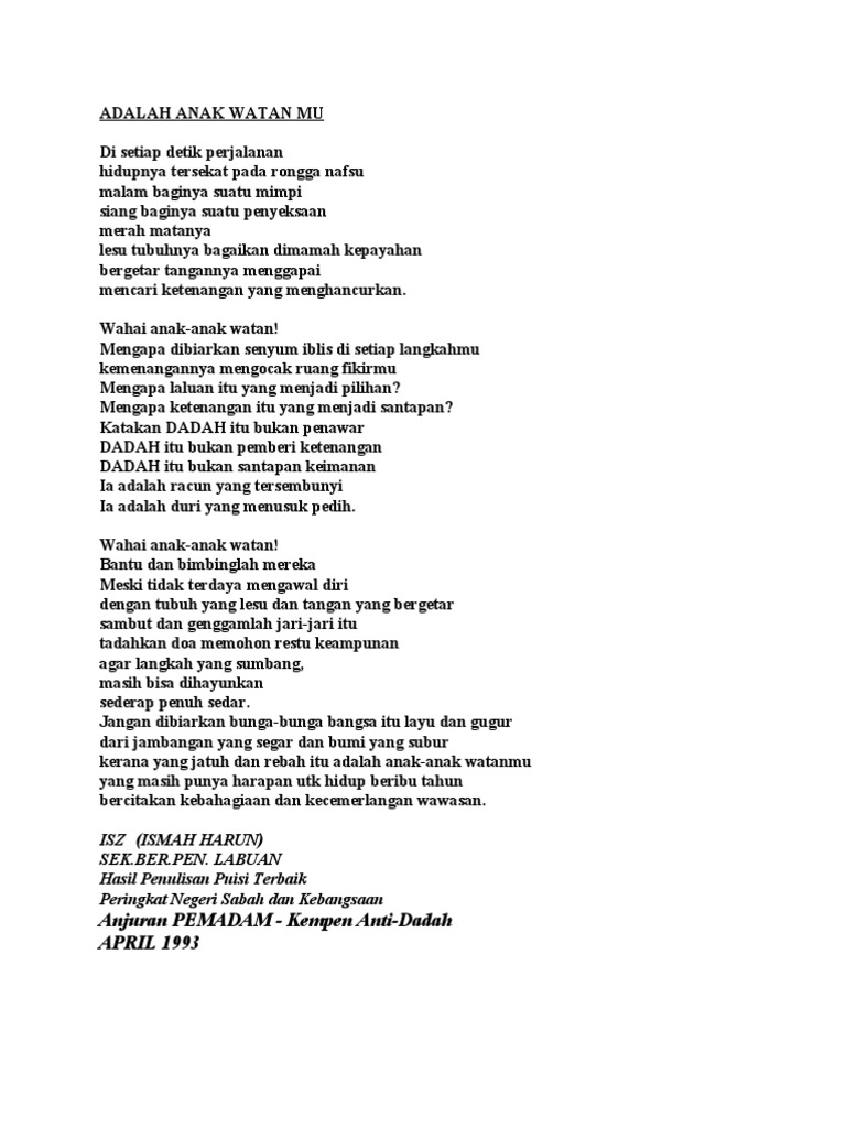 Himpunan Sajak Anti Dadah | PDF